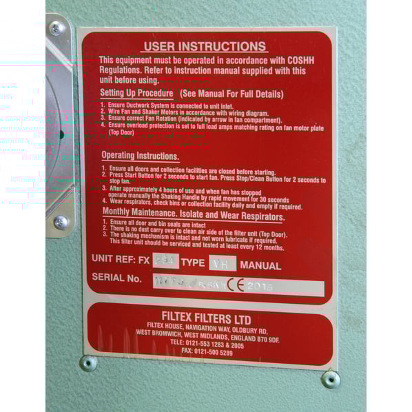 Filtex FX294 Configured For Oil Mist plus Air Streams with Debris