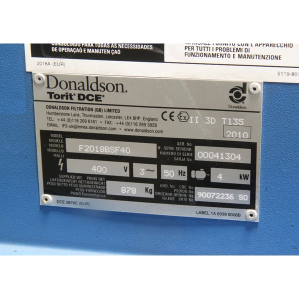 Donaldson Torit (DCE) F2018BSF40 Dust Filter Unit