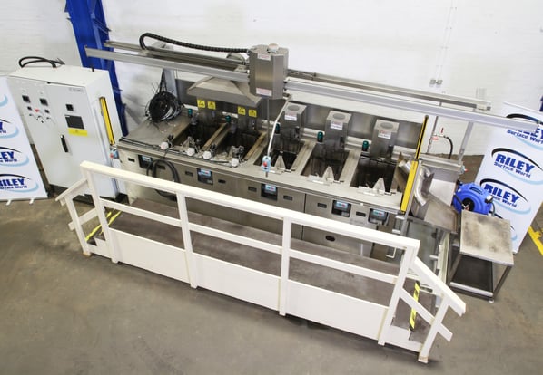 Amsonic PLC Controlled, 5 Stage Semi-Auto Aqueous Cleaning Line